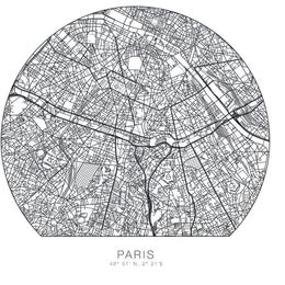 Wandtattoo Wall-Art "Paris Tapete runder Stadtplan" Wandtattoos Gr. B/H/T: 120 cm x 120 cm x 0,1 cm, Paris Tapete runder Stadtplan, schwarz Wandtattoos Wandsticker