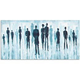 Wandbild Artland "Genau in der Mitte" Bilder Gr. B/H: 150 cm x 75 cm, Alu-Dibond-Druck Gruppen & Familien, 1 St., blau Kunstdrucke
