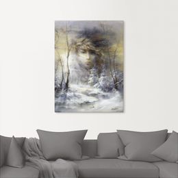 Leinwandbild Artland "Winter" Bilder Gr. B/H: 60 cm x 80 cm, Frau Hochformat, 1 St., weiß Leinwandbilder