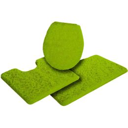 Möve Badematte MÖVE "Essentail/Superwuschel" Badematten Gr. 3-tlg. Stand-WC Set, 3 St., Polyester, grün (peridot) Einfarbige Badematten