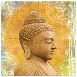 Wandbild Artland "Buddha II" Bilder Gr. B/H: 70 cm x 70 cm, Alu-Dibond-Druck Spa quadratisch, 1 St., goldfarben Kunstdrucke