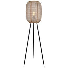 Stehlampe Brilliant "Tanah" Lampen Gr. 1 flammig, Ø 46 cm Höhe: 133,5 cm, schwarz (schwarz, natur, natur) Standleuchte Stehlampe Standleuchten