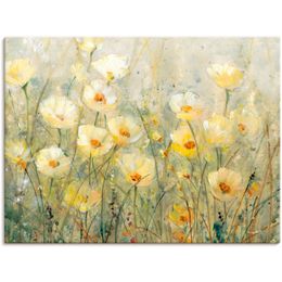 Wandbild Artland "Sommer in voller Blüte I" Bilder Gr. B/H: 80 cm x 60 cm, Leinwandbild Blumenwiese Querformat, 1 St., gelb Kunstdrucke