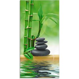 Glasbild Artland "Spa Konzept Zen Basaltsteine" Bilder Gr. B/H: 50 cm x 100 cm, Zen, 1 St., grün Glasbilder