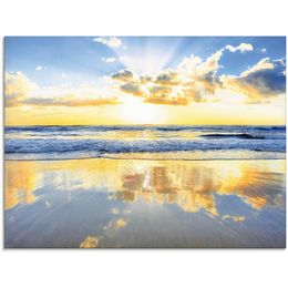 Glasbild Artland "Sonnenaufgang über dem Ozean" Bilder Gr. B/H: 80 cm x 60 cm, Himmel, 1 St., blau Glasbilder