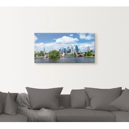 Wandbild Artland "Frankfurt am Main" Bilder Gr. B/H: 100 cm x 50 cm, Leinwandbild Deutschland Querformat, 1 St., blau Kunstdrucke