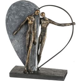Dekofigur CASABLANCA BY GILDE "Skulptur Heartbeat, bronze/grau" Dekofiguren Gr. B/H/T: 28 cm x 31 cm x 10 cm, grau Deko-Objekte