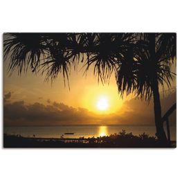 Leinwandbild Artland "Sonnenaufgang" Bilder Gr. B/H: 90 cm x 60 cm, Afrika Querformat, 1 St., orange Leinwandbilder