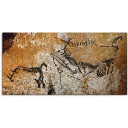 Leinwandbild Artland "Höhle von Lascaux 17000 v Chr" Bilder Gr. B/H: 100 cm x 50 cm, Wildtiere, 1 St., braun Leinwandbilder