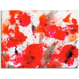 Leinwandbild Artland "Rosengarten abstrakt" Bilder Gr. B/H: 80 cm x 60 cm, Gegenstandslos, 1 St., rot Leinwandbilder