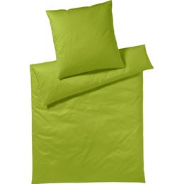 Bettwäsche Yes For Bed "Pure & Simple Uni in Gr. 135x200, 155x220 oder 200x200 cm" Gr. B/L: 155 cm x 220 cm (1 St.), B/L: 80 cm x 80 cm (1 St.), Mako-Satin, grün (limone) Bettwäsche 155x220 cm