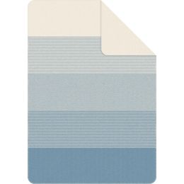 Wohndecke Ibena "Jacquard Decke Salerno" Wohndecken Gr. B/L: 140 cm x 200 cm, blau (blau, wollweiß) Baumwolldecken