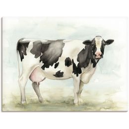 Wandbild Artland "Wasserfarben Kuh I" Bilder Gr. B/H: 120 cm x 90 cm, Leinwandbild Haustiere Querformat, 1 St., schwarz Kunstdrucke