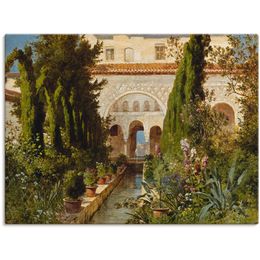 Leinwandbild Artland "Der Garten des Generalife bei Granada" Bilder Gr. B/H: 80 cm x 60 cm, Garten, 1 St., grün Leinwandbilder