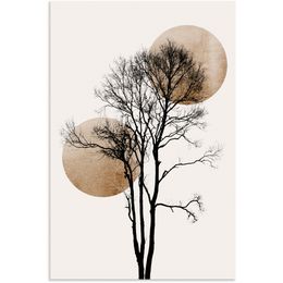 Wandbild Artland "Sonne und Mond versteckt" Bilder Gr. B/H: 60 cm x 90 cm, Alu-Dibond-Druck Baumbilder Hochformat, 1 St., grau Kunstdrucke