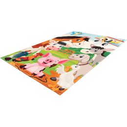 Kinderteppich Obsession "My Juno 472" Teppiche Gr. B/L: 160 cm x 230 cm, 10 mm, 1 St., grün (green) Kinder Kinderzimmerteppiche Spielteppich, Motiv Bauernhof-Tiere, Kinderzimmer