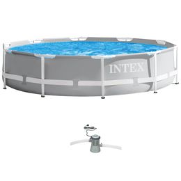 Framepool Intex "PrismFrame" Schwimmbecken Gr. Ø/B/H/L: 305 cm x Breite Höhe 76 cm x Länge, 4485 l, grau (grau, blau) Frame-Pools