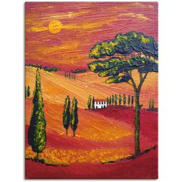 Leinwandbild Artland "Irgendwo in der Toskana/Toscana" Bilder Gr. B/H: 60 cm x 80 cm, Sonnenaufgang & -untergang Hochformat, 1 St., rot Leinwandbilder