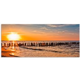 Küchenrückwand Artland "Schöner Sonnenuntergang am Strand" Spritzschutzwände Gr. B/H: 120 cm x 50 cm, orange Küchendekoration