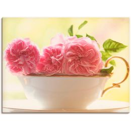 Wandbild Artland "Vintage Rosen" Bilder Gr. B/H: 80 cm x 60 cm, Leinwandbild Blumen, 1 St., pink Kunstdrucke