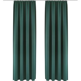 Vorhang my home "Sola" Gardinen Gr. 245 cm, Kräuselband, 130 cm, grün (darkgreen) Kräuselband