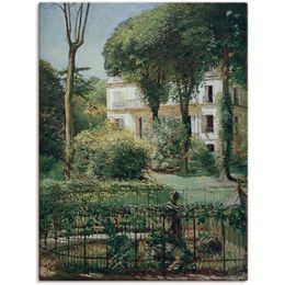 Wandbild Artland "Villa in Paris" Bilder Gr. B/H: 60 cm x 80 cm, Leinwandbild Gartenbilder Hochformat, 1 St., grün Kunstdrucke