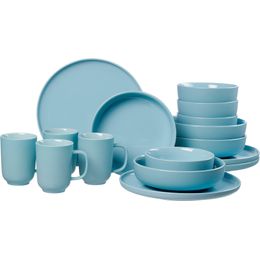 Ritzenhoff & Breker Kombiservice RITZENHOFF & BREKER "Geschirr-Set, Service Jasper" Geschirr-Sets Gr. 16 tlg., blau (graublau) Geschirr-Sets für 4 Personen im Scandic Style, 16 Teile,