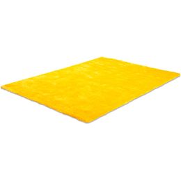 Hochflor-Teppich Tom Tailor HOME "Soft" Teppiche Gr. B/L: 65 cm x 135 cm, 35 mm, 1 St., gelb Esszimmerteppiche handgetuftet, Uni-Farben, super weich und flauschig