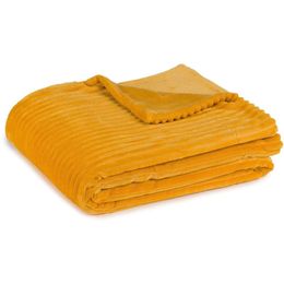 Gözze Wohndecke GÖZZE "Cordoptik" Wohndecken Gr. B/L: 150 cm x 200 cm, gelb (senf) Kunstfaserdecken mit Glanzeffekt, Kuscheldecke