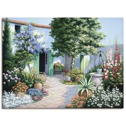 Wandbild Artland "Ein kleines Paradies" Bilder Gr. B/H: 120 cm x 90 cm, Leinwandbild Garten Querformat, 1 St., grün Kunstdrucke