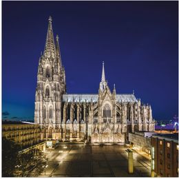 Alu-Dibond-Druck Artland "Kölner Dom am Abend" Bilder Gr. B/H: 70 cm x 70 cm, Gebäude quadratisch, 1 St., blau Metallbilder