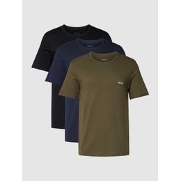 BOSS T-Shirt in unifarbenem Design im 3er-Pack