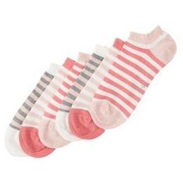 Tom Tailor Damen Sneakersocken im 6er-Pack, rosa, Streifenmuster, Gr. 39-42