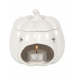Horror-Shop Kerzenständer Weißer Kürbis Jack-O-Lantern als Duftlampe für Hal