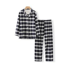 ZWY Pyjama Herbst-Winter Schlafanzug Damen Homewear Karo-Set