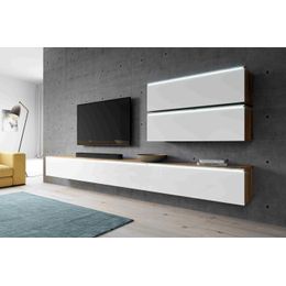 Furnix Mediawand Möbelwand BARGO V ohne LED 3x TV-Schrank 2x Regal