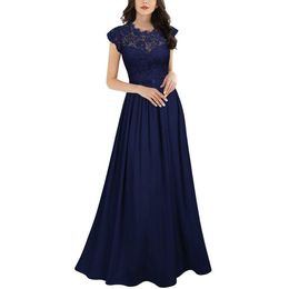 B.X Abendkleid A-Linien-Kleid festlich V-Ausschnitt Cocktailkleid Lange Chiffon Damen Ballkleid Maxi Lang Abendkleider Elegant für Hochzeit Spitzen