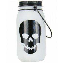 Horror-Shop Dekoobjekt Leuchtende Totenkopf Laterne aus Glas