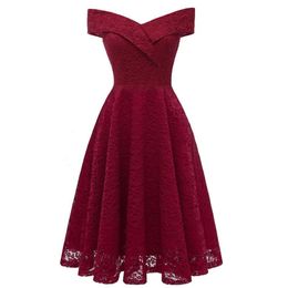 B.X Abendkleid schulterfreies Abendkleid mit Chiffon Spitzen Maxikleid Partykleid Damen Fit-and-Flare-Kleid mit Spitze A-Linie Swing-Kleid Cocktailkleid