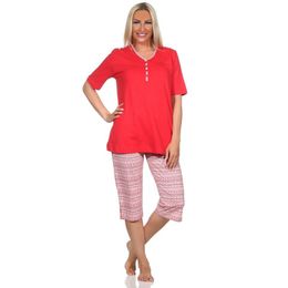Normann Pyjama Damen kurzarm Capri Schlafanzug im Ethnolook