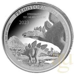 Mendler 1 Unze Silbermünze Prehistoric Life - Stegosaurus 2023
