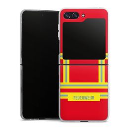 DeinDesign Galaxy Z Flip 5 Handy Hard Case Schutzh&uuml;lle transparent Smartphone Handy H&uuml;lle Fire Fighters Fire Fighter Life Saver Hard Case