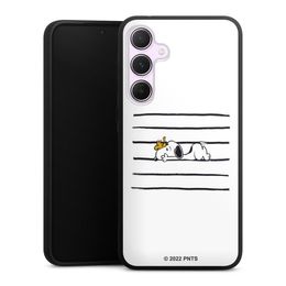 DeinDesign Galaxy A55 5G Handy Premium Silikon H&uuml;lle Handyh&uuml;lle schwarz Case Snoopy Dog Peanuts Silikon Premium Case
