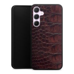 DeinDesign Galaxy A55 5G Handy Premium Silikon H&uuml;lle Handyh&uuml;lle schwarz Case Leather Crocodile Animal Print Silikon Premium Case