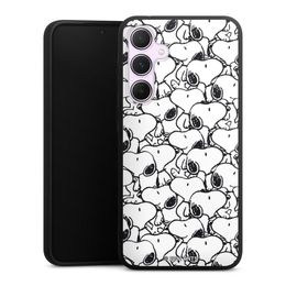 DeinDesign Galaxy A55 5G Handy Premium Silikon H&uuml;lle Handyh&uuml;lle schwarz Case Peanuts Snoopy Muster Silikon Premium Case
