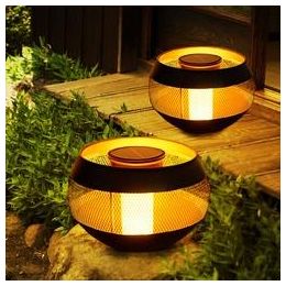 Solarleuchten für Außen Garten Deko Solarbeleuchtung Balkon Solarstecker für Außen Metall, mit flackernder Flamme und wechselbaren Füßen, 1x LED, DxH 22x32cm