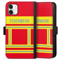 DeinDesign iPhone 11 Handy Klapph&uuml;lle Handyh&uuml;lle aus Kunst Leder schwarz Flip Case Fire Fighters Life Saver Fire Fighter Sideflip mit Lasche