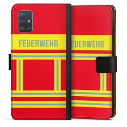 DeinDesign Galaxy A51 Handy Klapph&uuml;lle Handyh&uuml;lle aus Kunst Leder schwarz Flip Case Fire Fighters Life Saver Fire Fighter Sideflip mit Lasche