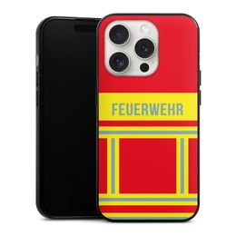 DeinDesign iPhone 15 Pro Handy Slim Case extra d&uuml;nn Silikon Handyh&uuml;lle schwarz H&uuml;lle Fire Fighters Life Saver Fire Fighter Silikon Slim Case