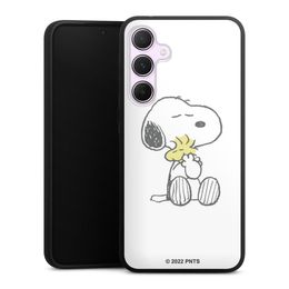 DeinDesign Galaxy A55 5G Handy Premium Silikon H&uuml;lle Handyh&uuml;lle schwarz Case Snoopy Love Peanuts Silikon Premium Case